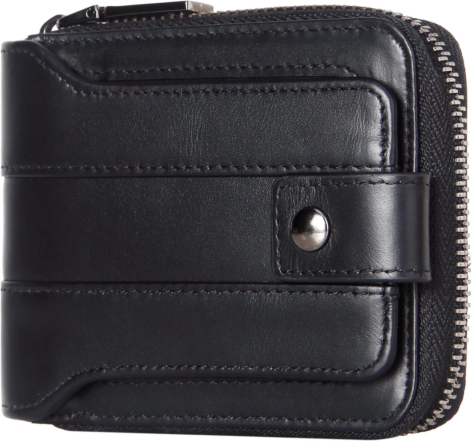 Amazon.com: Zipper Wallet for Men, Genuine Leather Zipper Around Purse ...