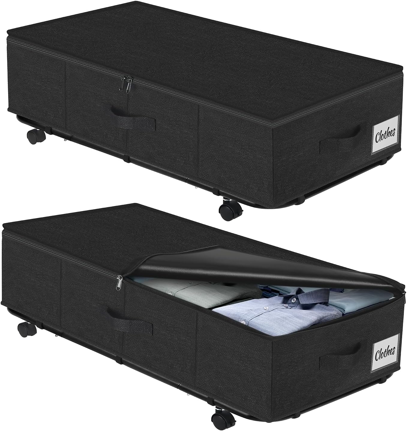 Amazon.com: Large Sturdy Under Bed Storage with Wheels, 2 Pack 50L ...