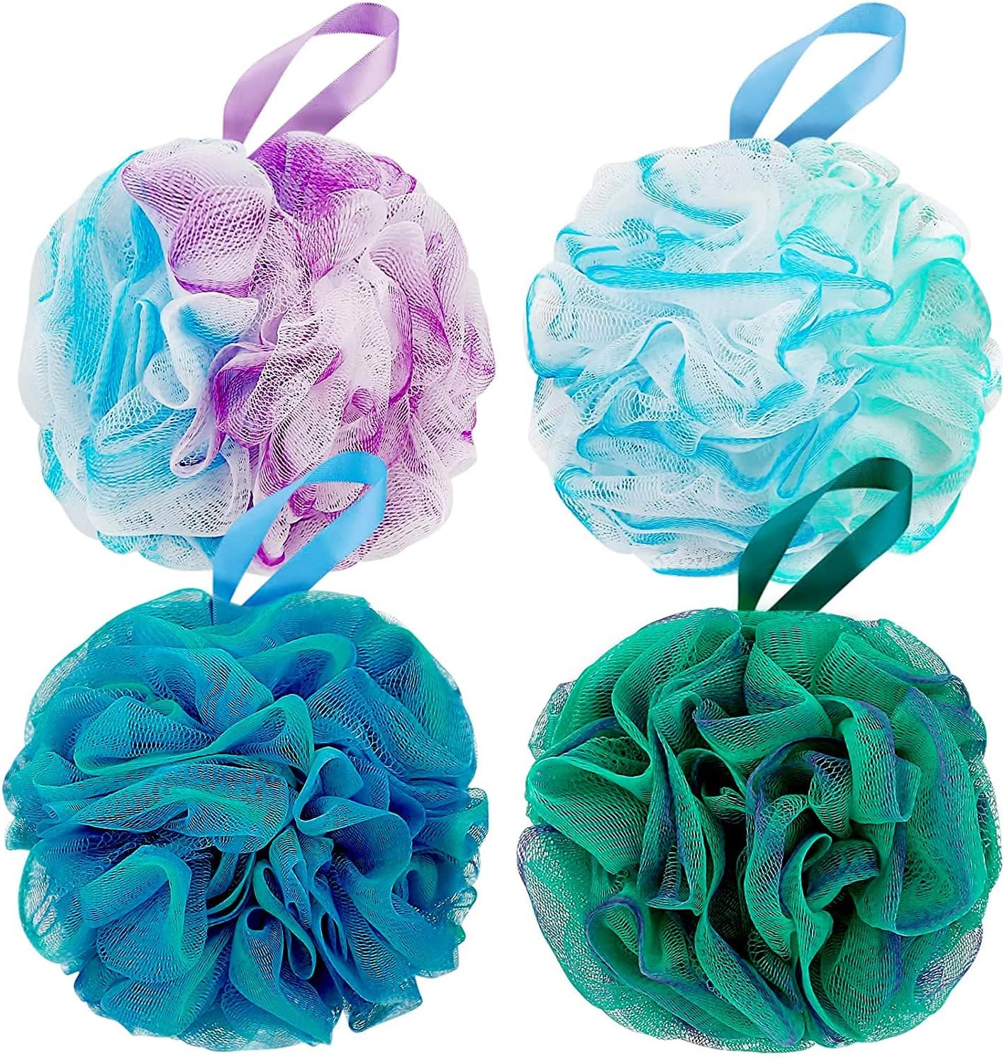Amazon.com: Easymoo Bath Loofahs Sponge Shower Pouf Body Scrubber Mesh ...
