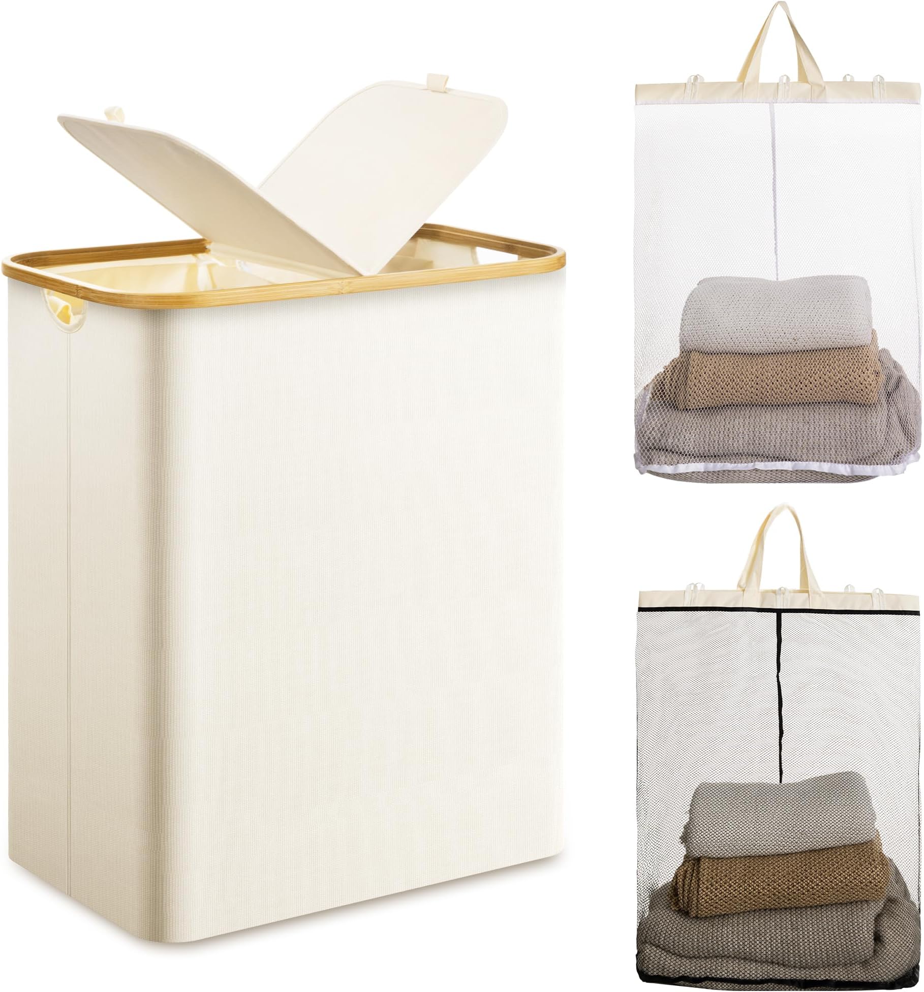 Amazon.com: Laundry Hamper 3 Section, 145L Dirty Clothes Hamper with ...