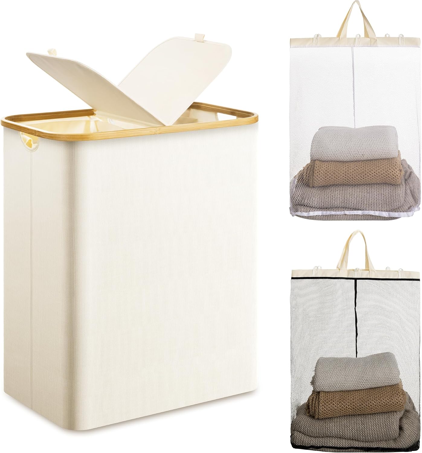 Amazon.com: HBlife 145L Extra Large Double Laundry Hamper with Lid and ...