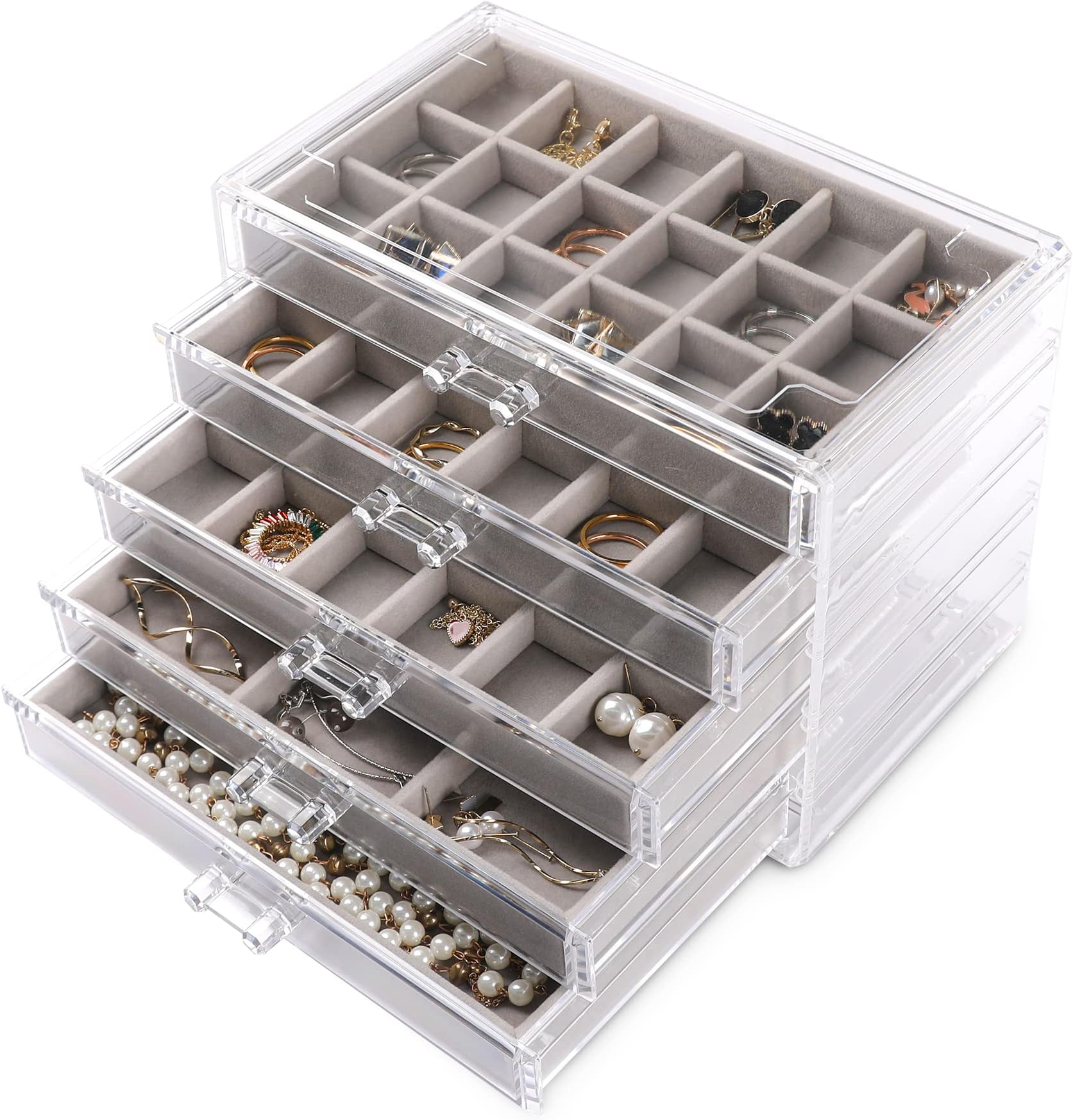Amazon.com: HOUKANWE Earring Storage Box Acrylic Earring Organizer with ...
