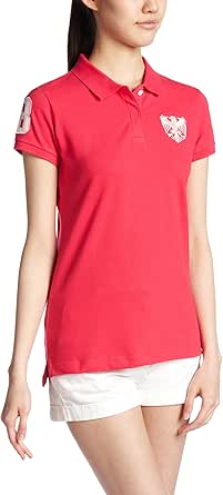 Amazon | [ジョルダーノ] Wコットンストレチグリフィン刺繍ポロシャツ半袖 41313027 09 09(Teaberry x ...
