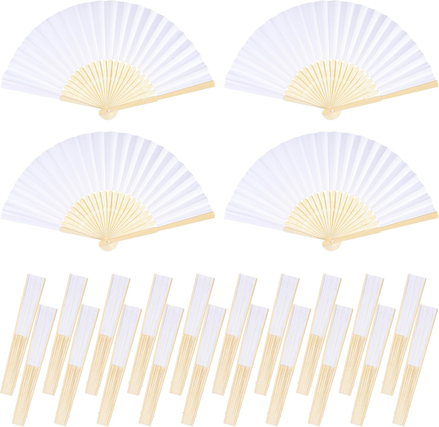 Amazon.com: Sucrain 24Pcs Foldable White Paper Fan, Folded Fan Handheld ...