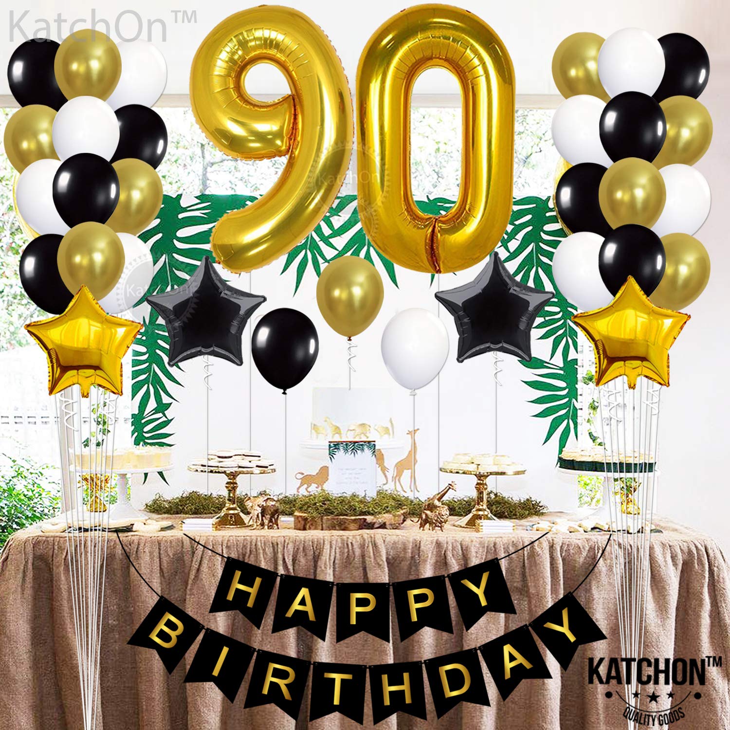 Buy Gold 90 Birthday Party Decorations Set - Large, 40 Inch | Black and ...