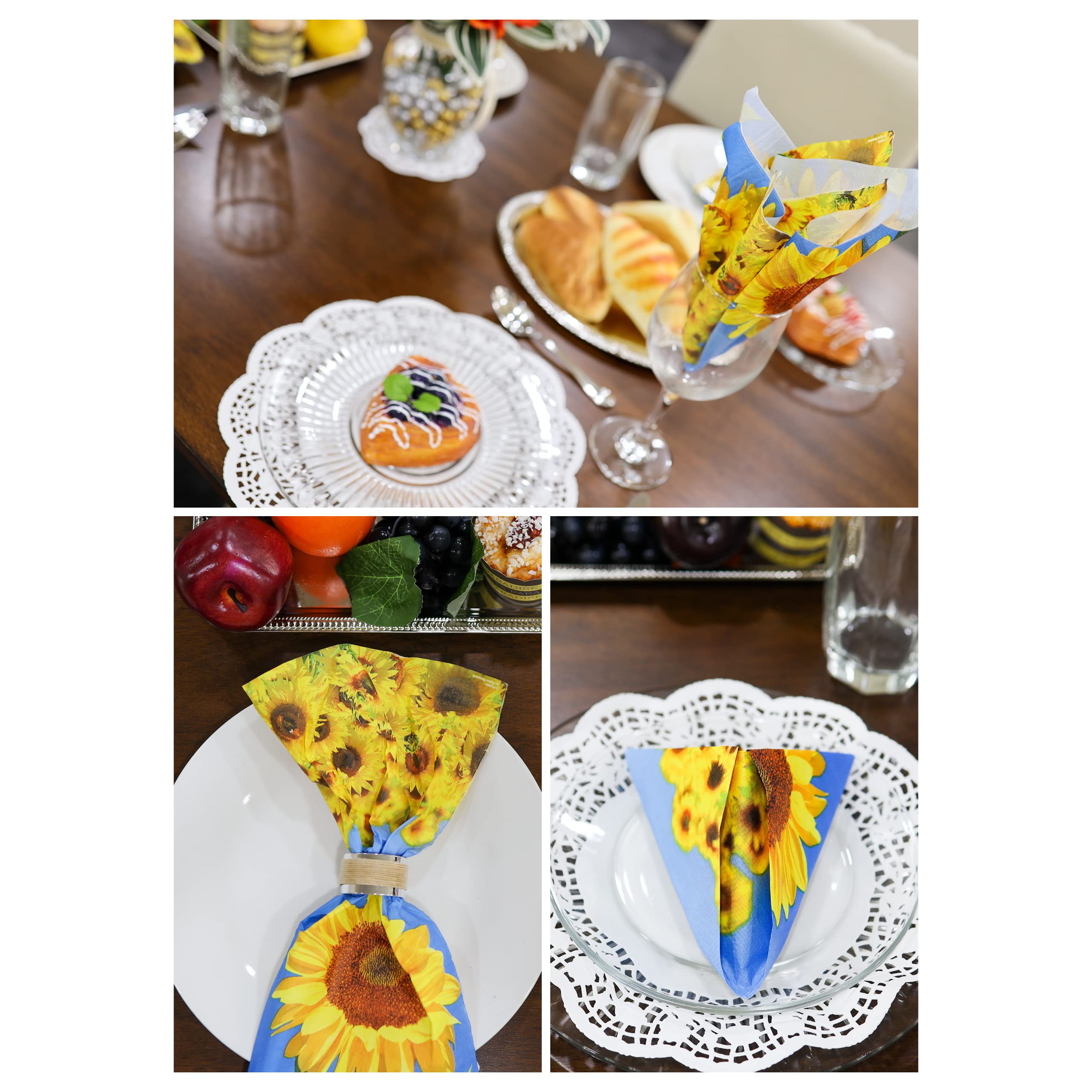Snapklik.com : 75-Count Disposable Paper Party Napkins Sunflower Fields ...