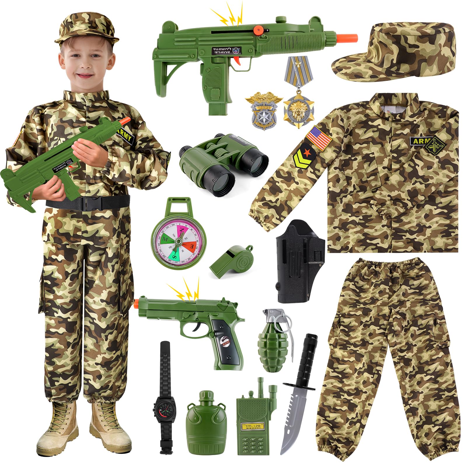 Snapklik.com : deAO Army Soldier Dress Up For Kids Military Costume Set ...