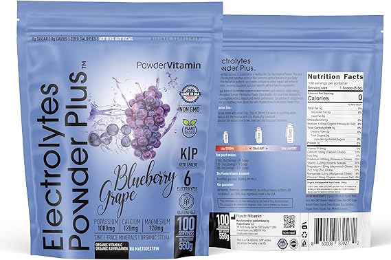 Amazon.com: Electrolytes Powder Plus (100 Servings) Blueberry Grape ...