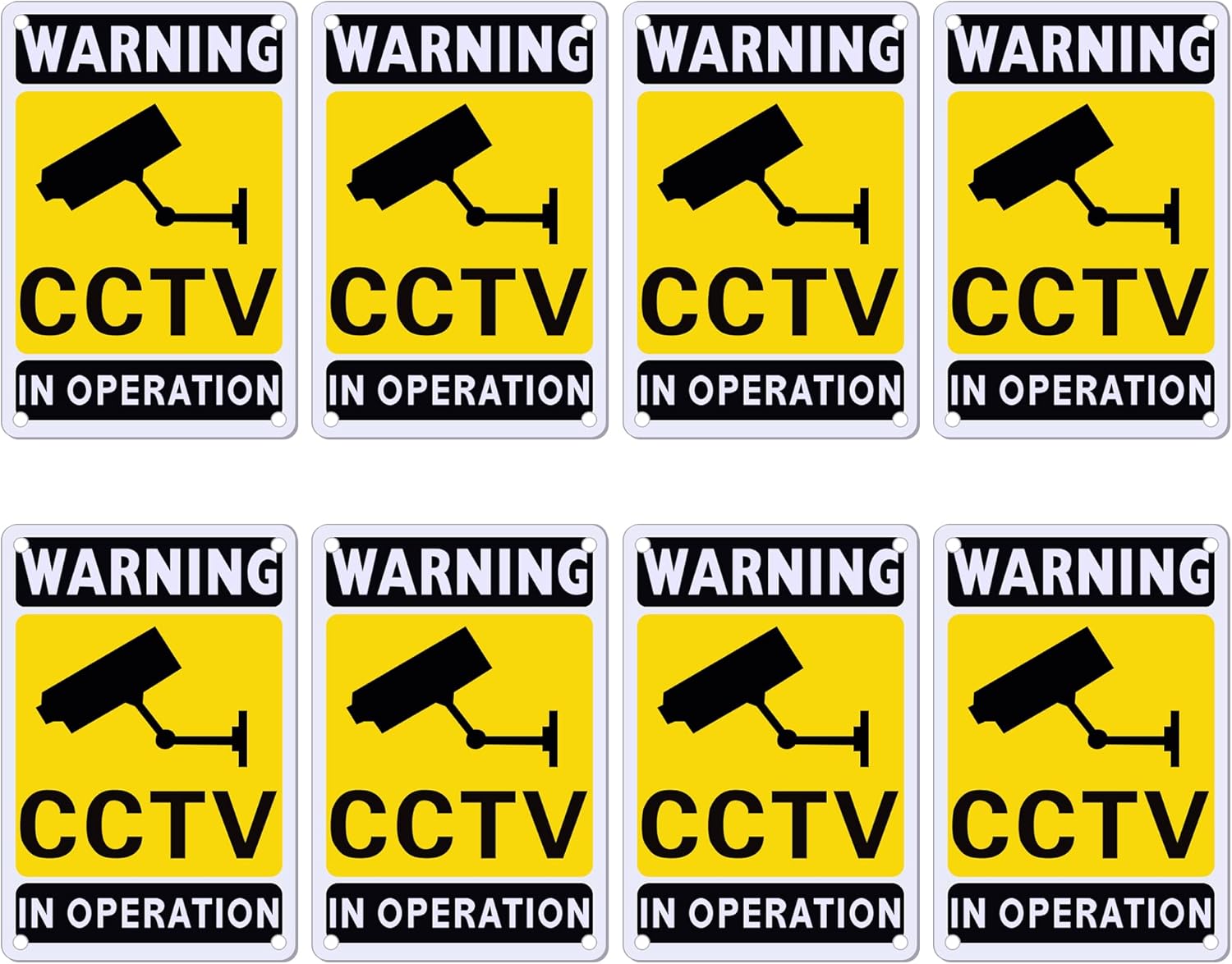 BQTQ 8 Pack Pre-Drilled CCTV In Operation Signs Rigid Plastic Signs for ...