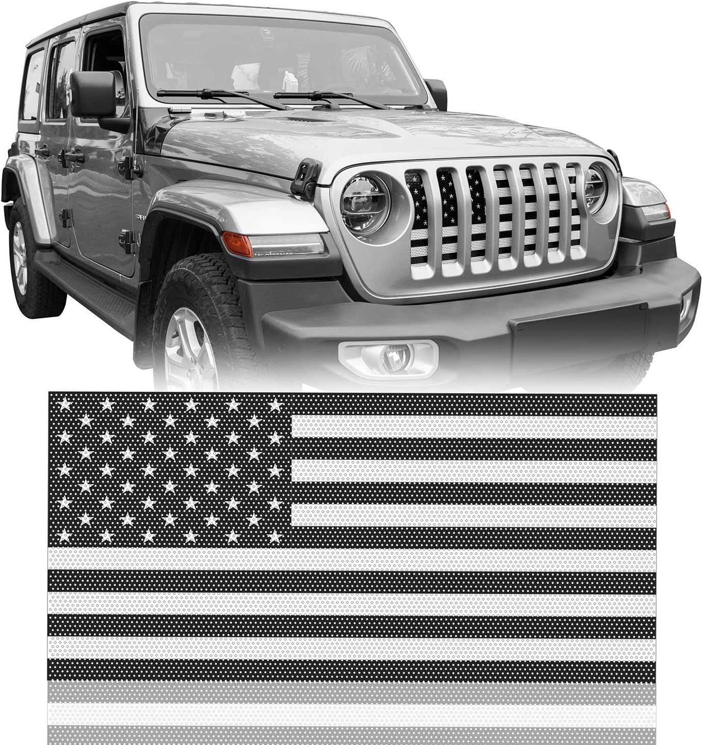 Amazon.com: V8 GOD for Jeep Grill Insert Mesh Grille Deflector US Flag ...