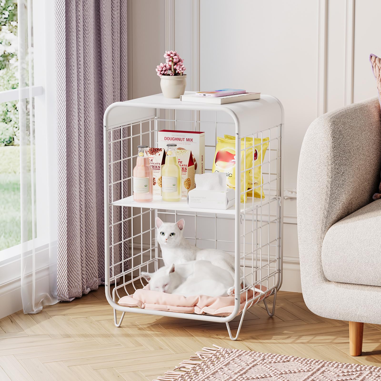 Snapklik.com : APEXCHASER Cute Nightstand,Metal Side Table,3 Tier End Table