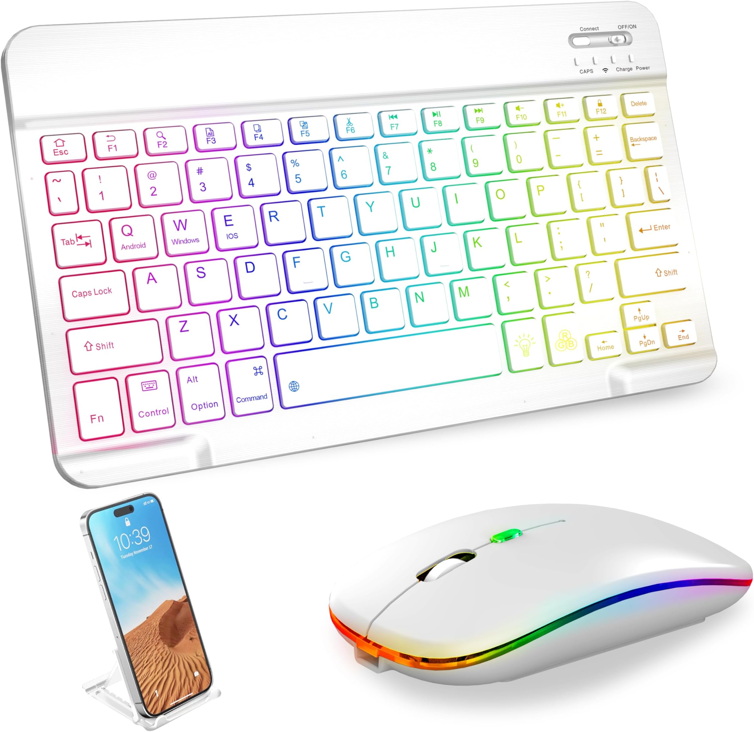 Wireless Gaming Keyboard and Mouse Combo with Rainbow LED Backlit ...