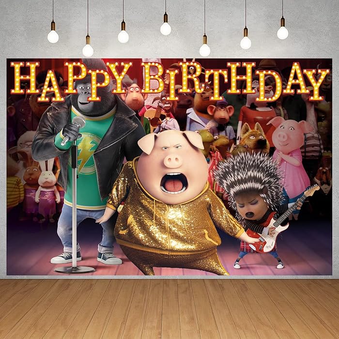 Buy The Sing Happy Birthday Party Backdrop, Sing Movie Party Supplies ...