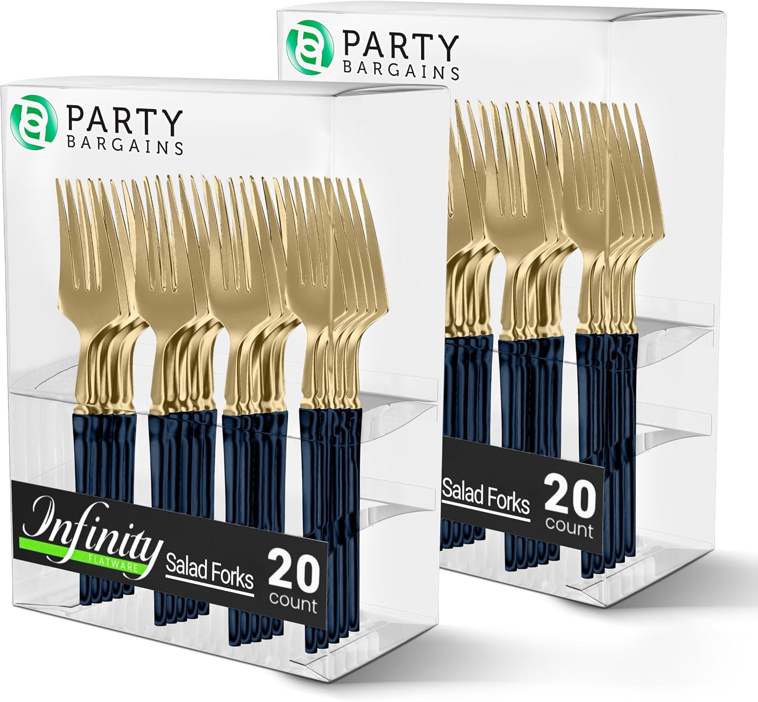 Amazon.com: Party Bargains Disposable Plastic Navy Gold Salad Forks ...