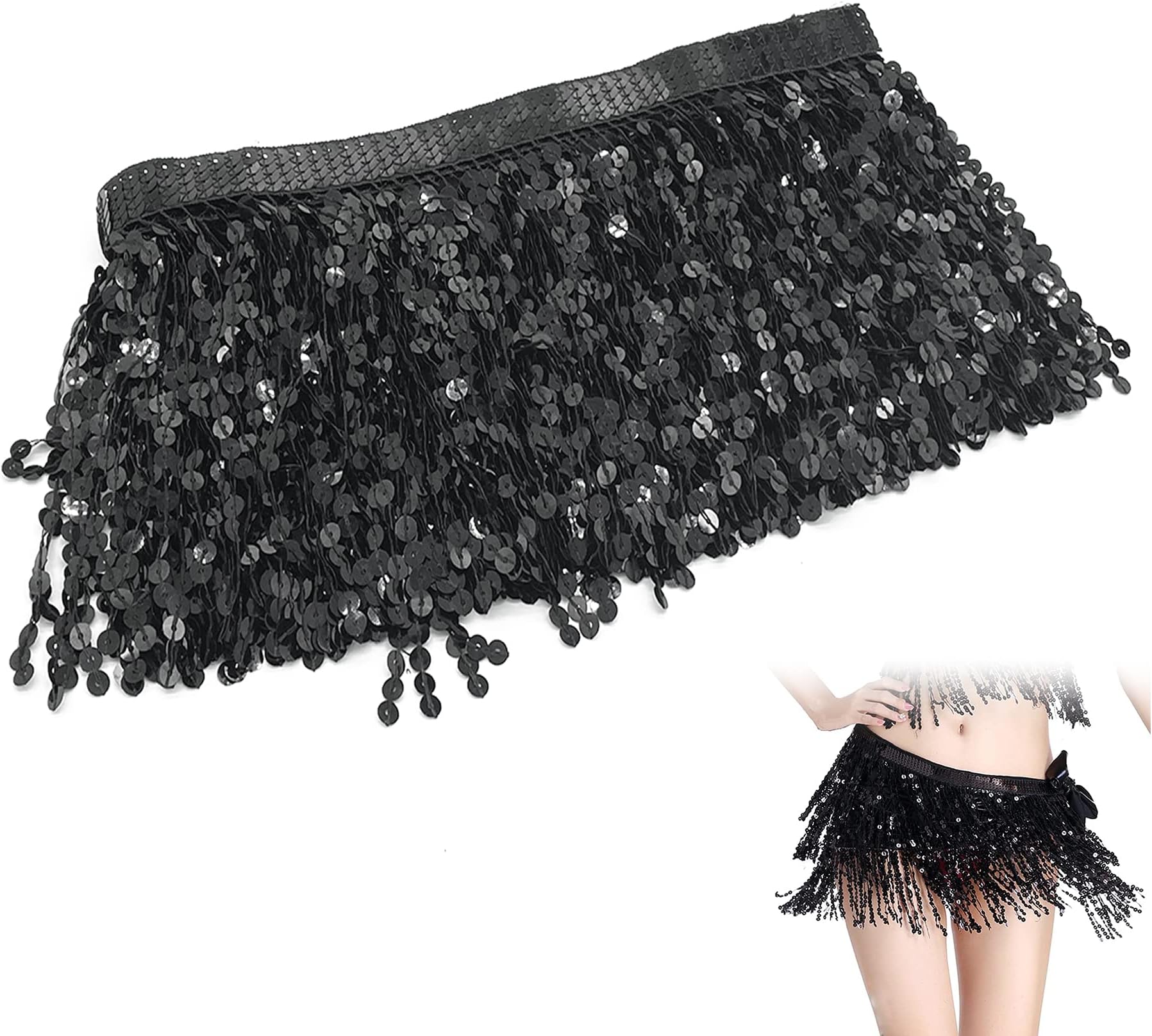 OLYCRAFT 10m Fransenbesatz Spitze Quaste 10cm Breit Schwarz Polyerter ...