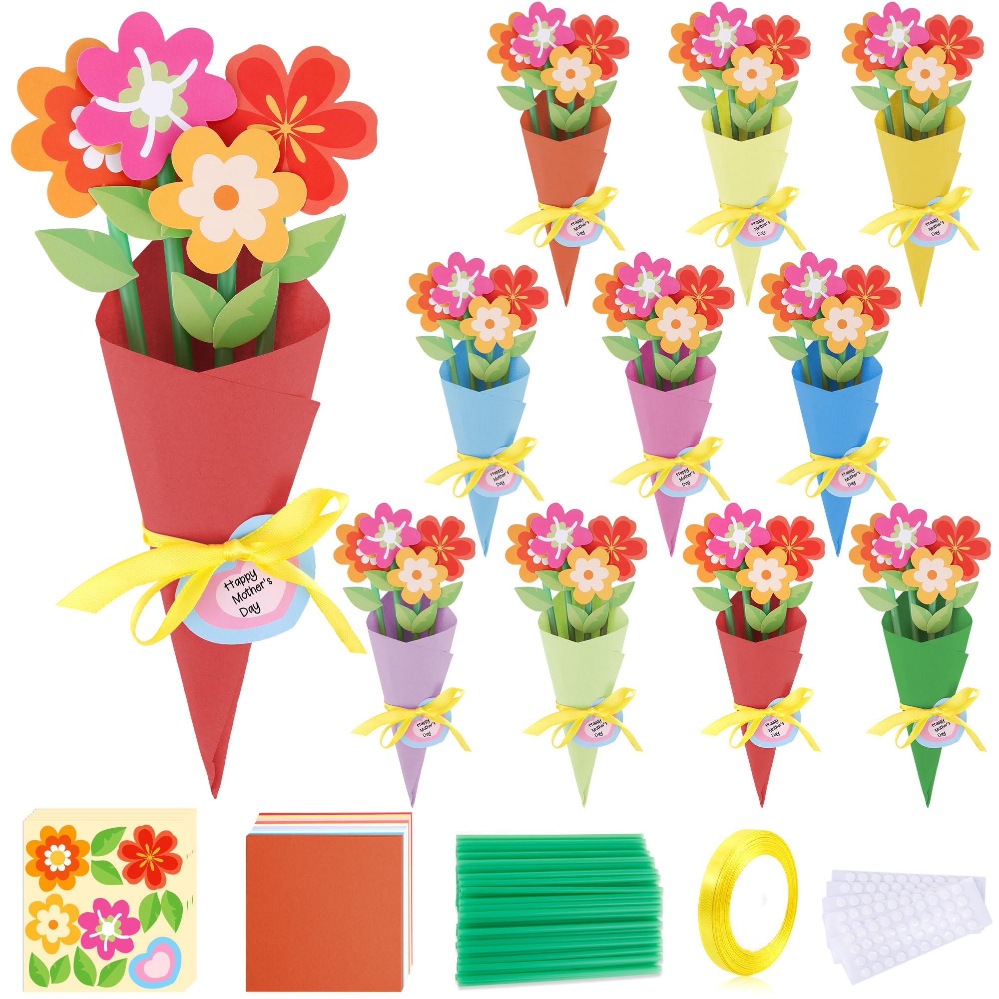 Snapklik.com : 32 Set Mothers Day Flower Bouquet Paper Craft Kit ...