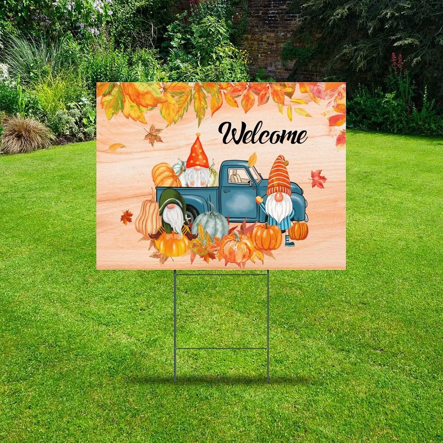 Amazon.com : Seasonal Welcome Fall Yard Sign 18x24 Inch Autumn Harvest ...