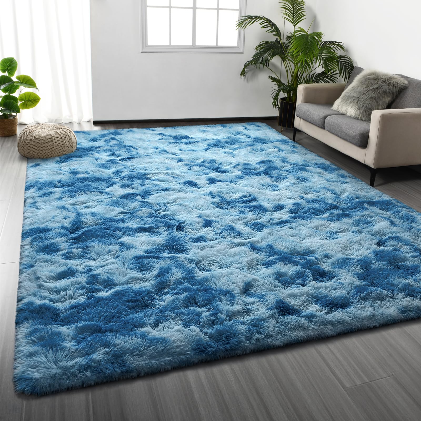 Amazon.com: Deerhoo Large Shag Area Rugs 8 x 10, Tie-Dyed Plush Fuzzy ...