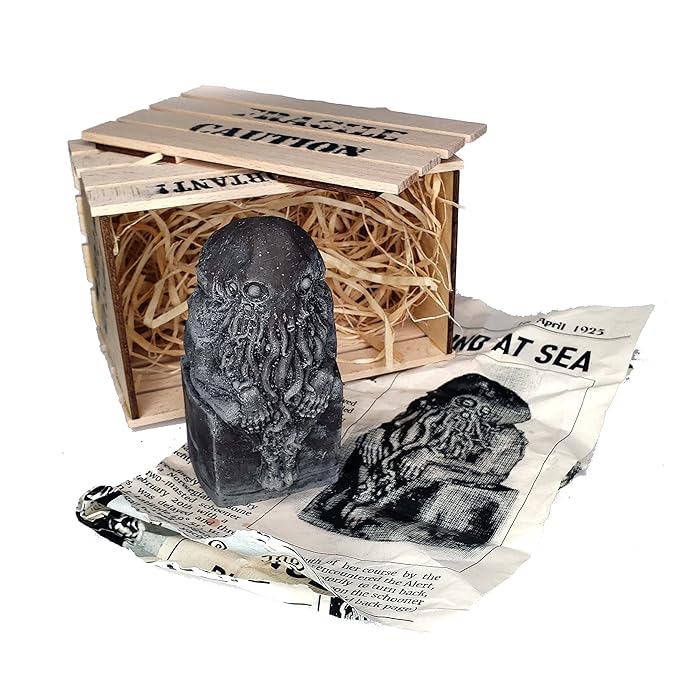 Buy Cthulhu Stone Idol | Newspaper & Crate | Lovecraft Concrete Statue ...