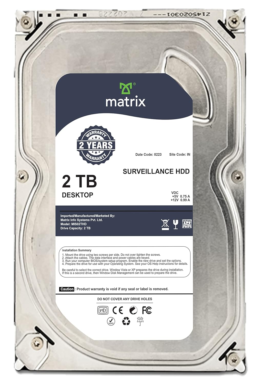 Amazon.in: Buy Matrix 2TB SATA Hard Drive for Desktop (HDD) 3.5 Inch ...