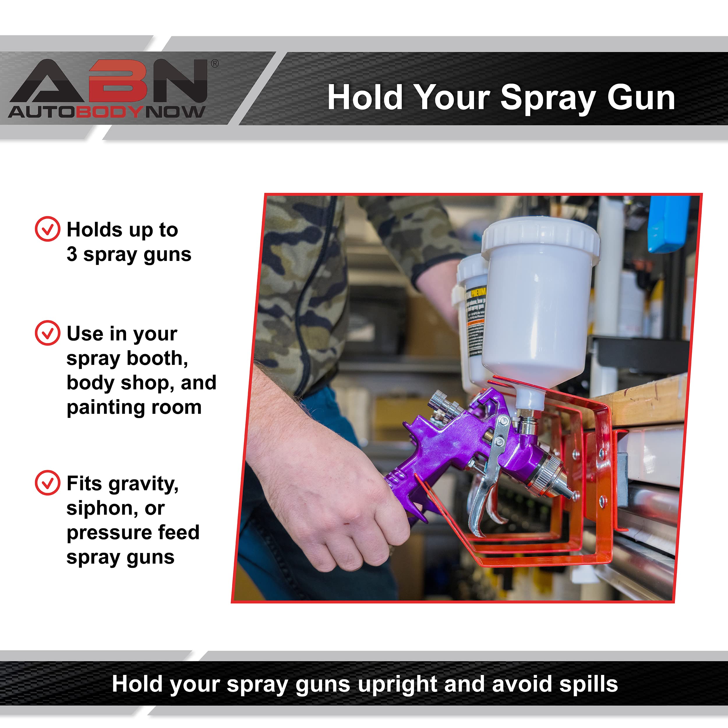 Snapklik.com : ABN 3 Hook Gravity Spray Gun Holder Triple Paint Gun Rack