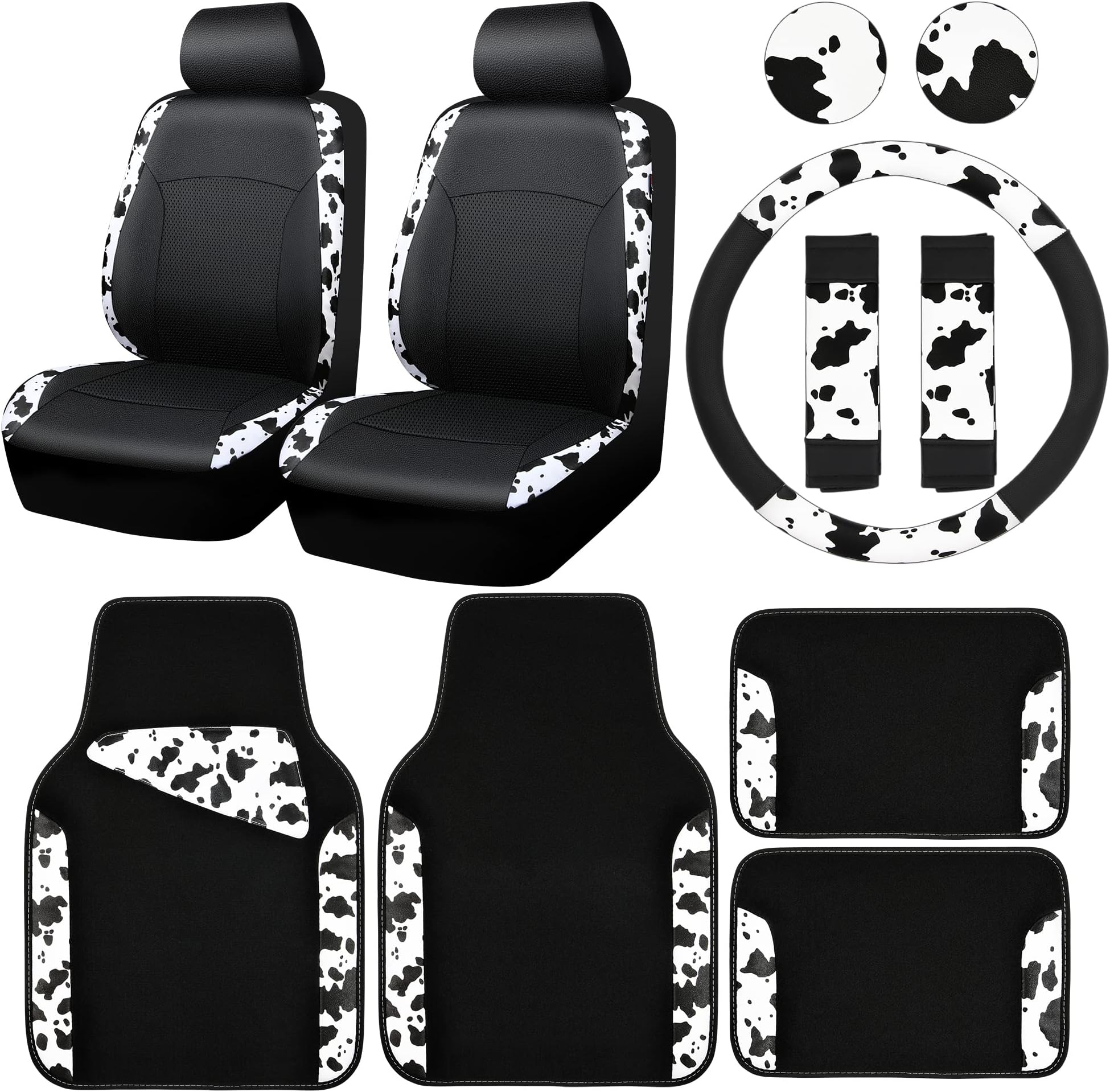 Amazon.com: BBTO 26 Pcs Cow Print Car Accessories Cow Print Seat Covers ...