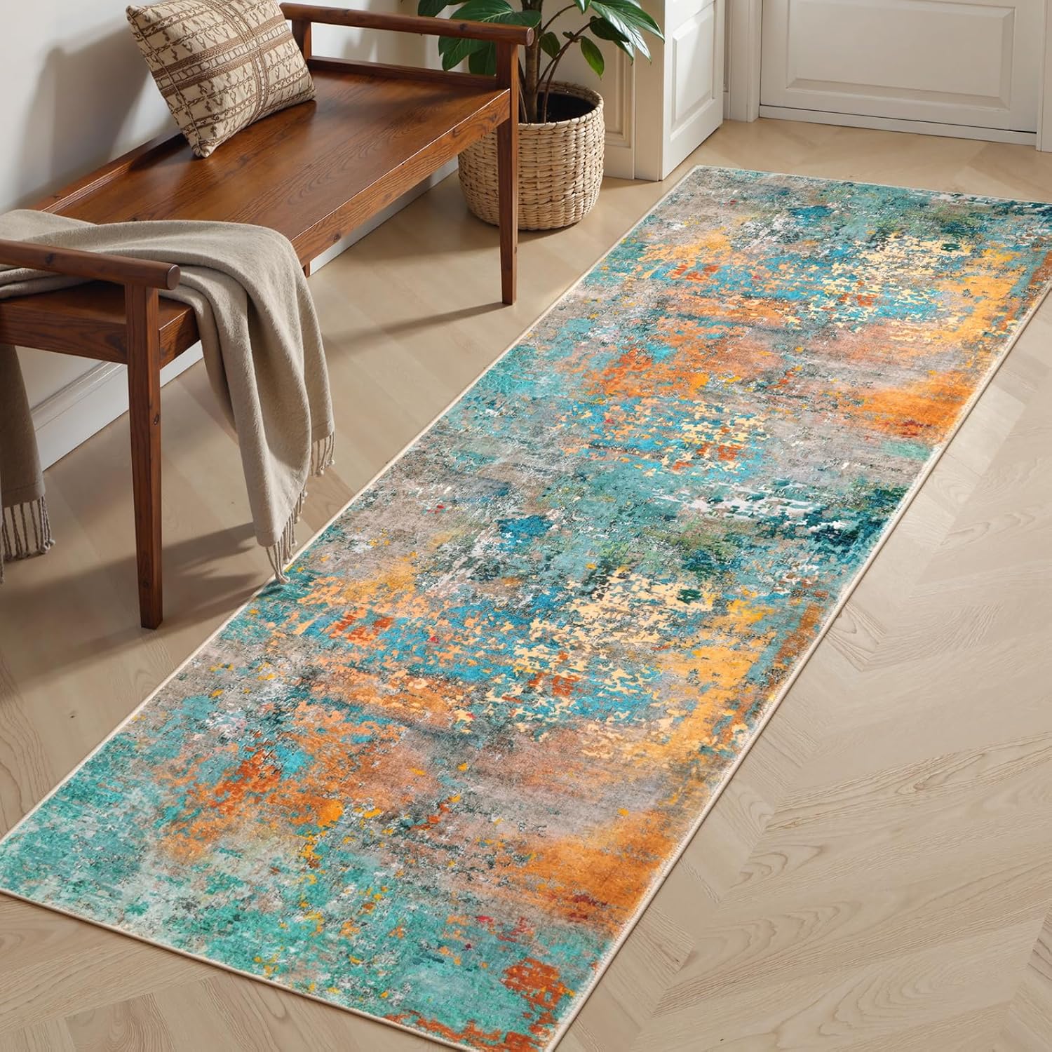 Amazon.com: Morebes Modern Washable Bathroom Rugs Runner 2x6, Colorful ...