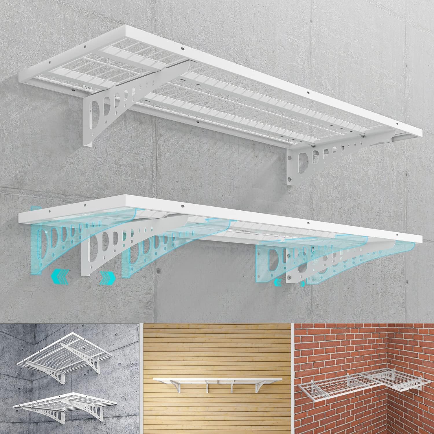 Buy Garage Storage Wall Shelving, Sturdy Adjustable Wall Shelves ...