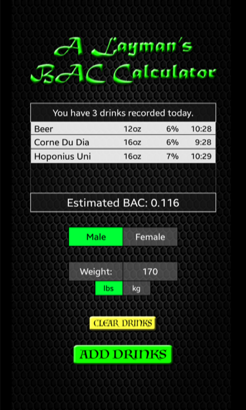 A Layman's BAC Calculator - App on Amazon Appstore