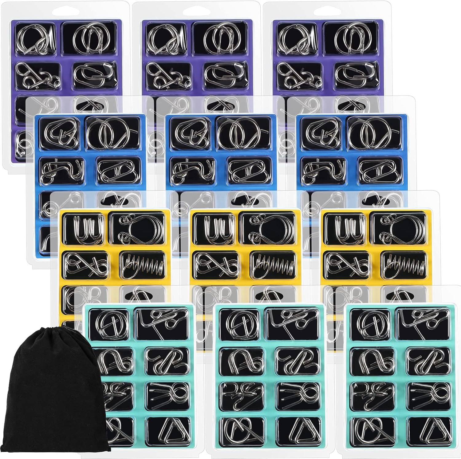 Amazon.com: Lenwen Set of 96 Metal Puzzles for Adults with Pouch ...