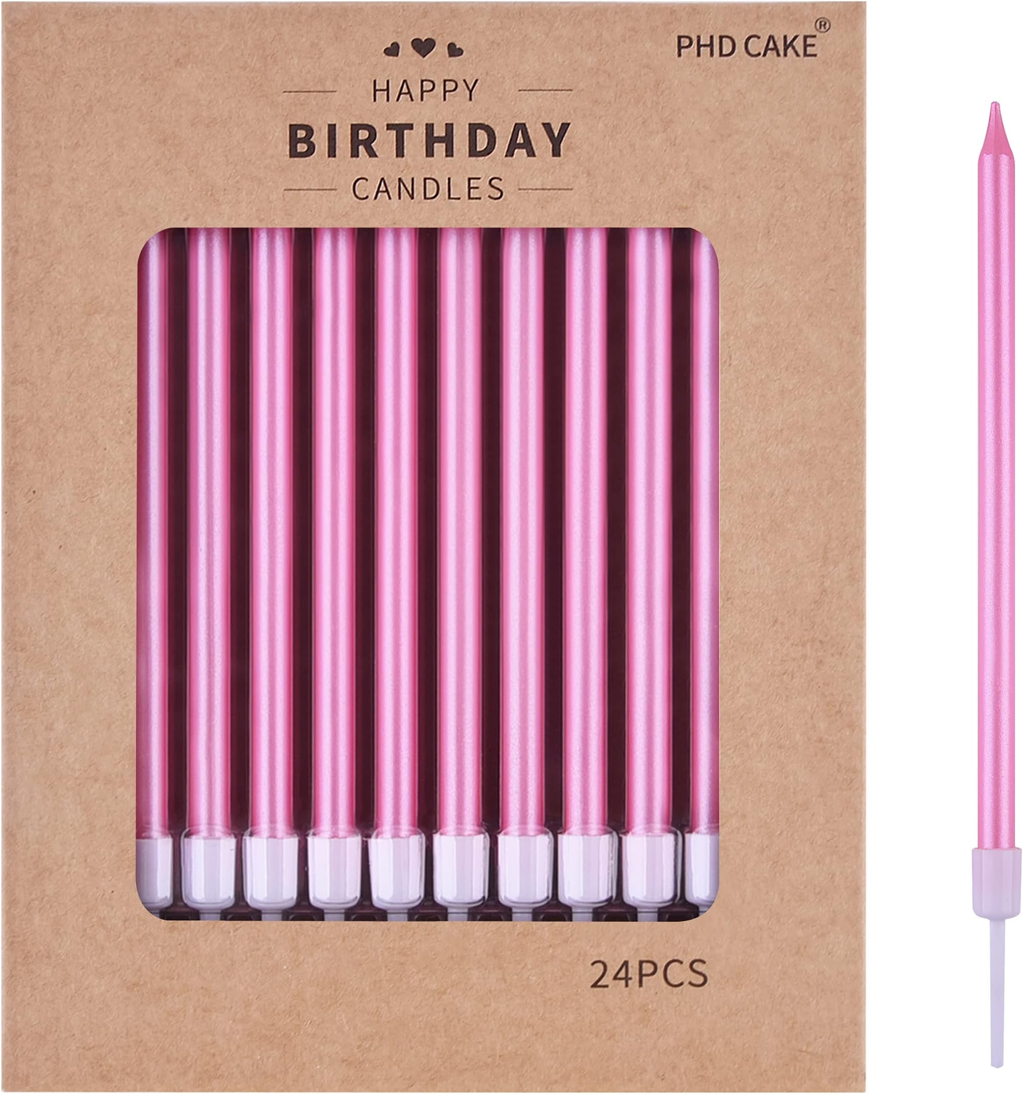 Amazon.com: CAKE CODE Pink Blue Gold Long Thin Birthday Candles, Cake ...