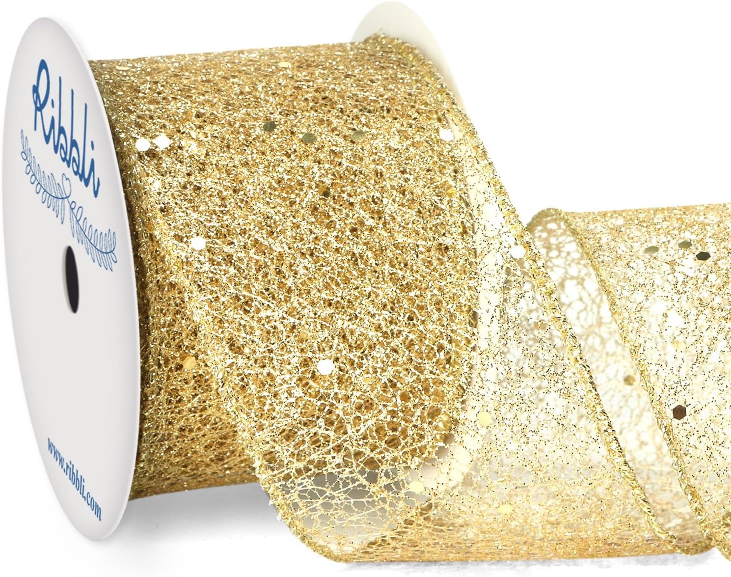 Amazon.com: YASEO Sparkling Glitter Mesh Ribbon, Gold/Silver Christmas ...