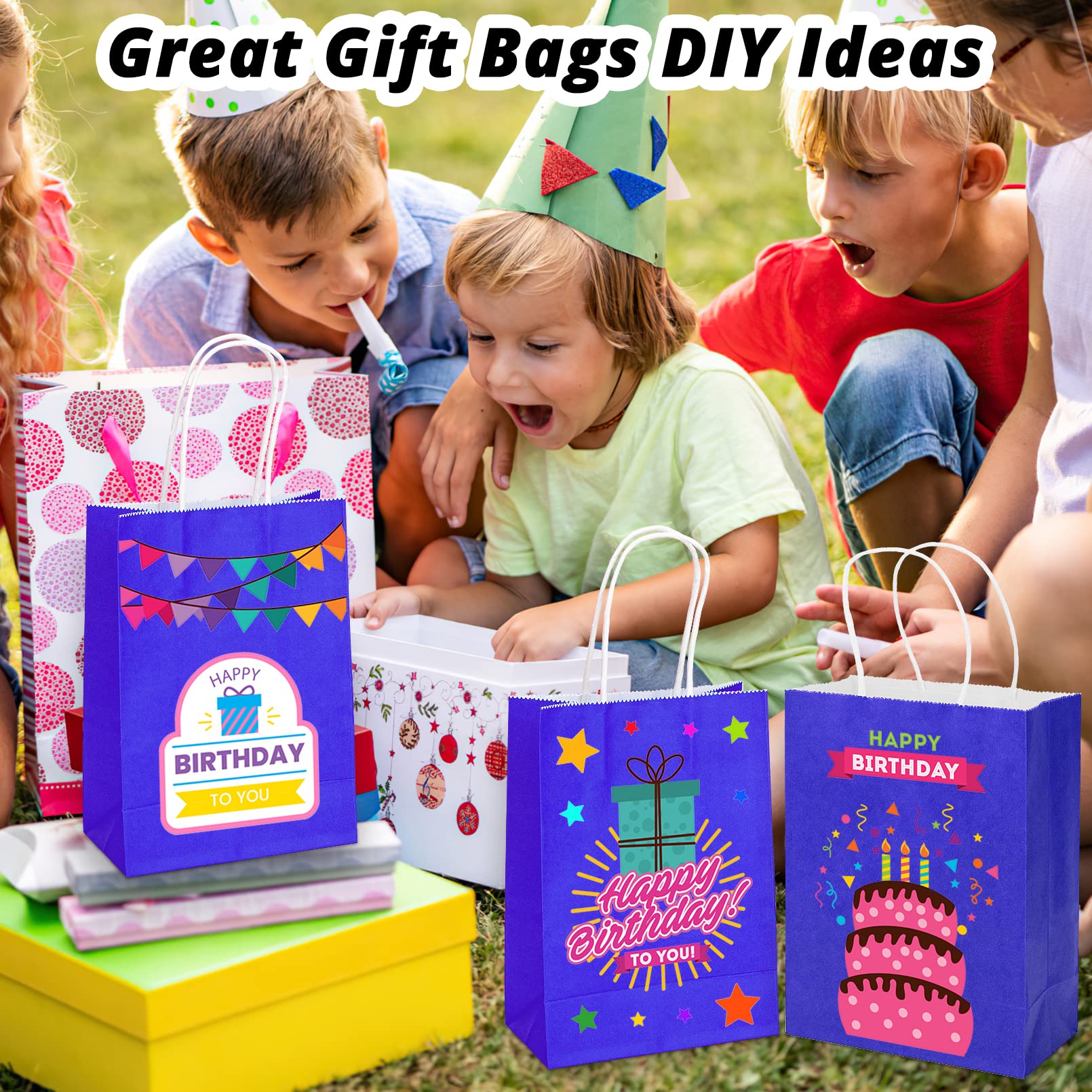 Gift Bags 100 PCS Kraft Paper Bags With Handles - 8.3x5.9x3.15 Inch ...