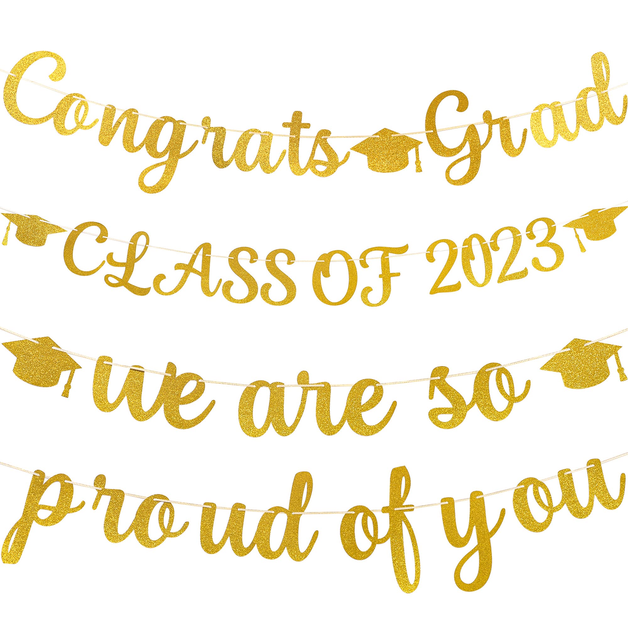 Amazon.com: Graduation Letter Banners Congrats Grad Gold Glitter ...