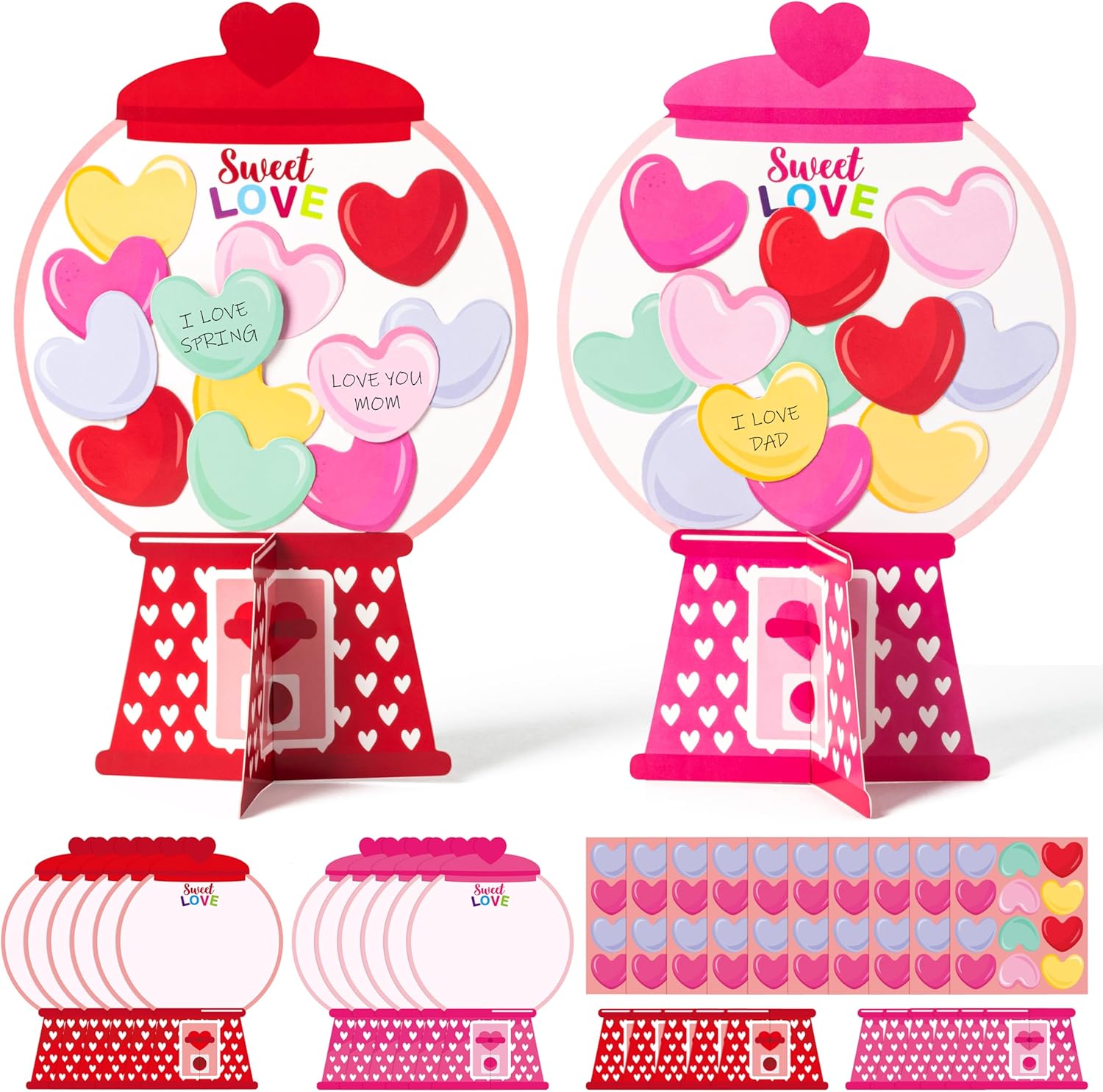 WATINC Valentine’s Day Gumball Machine Cards Craft Kits - 24 Pcs DIY ...