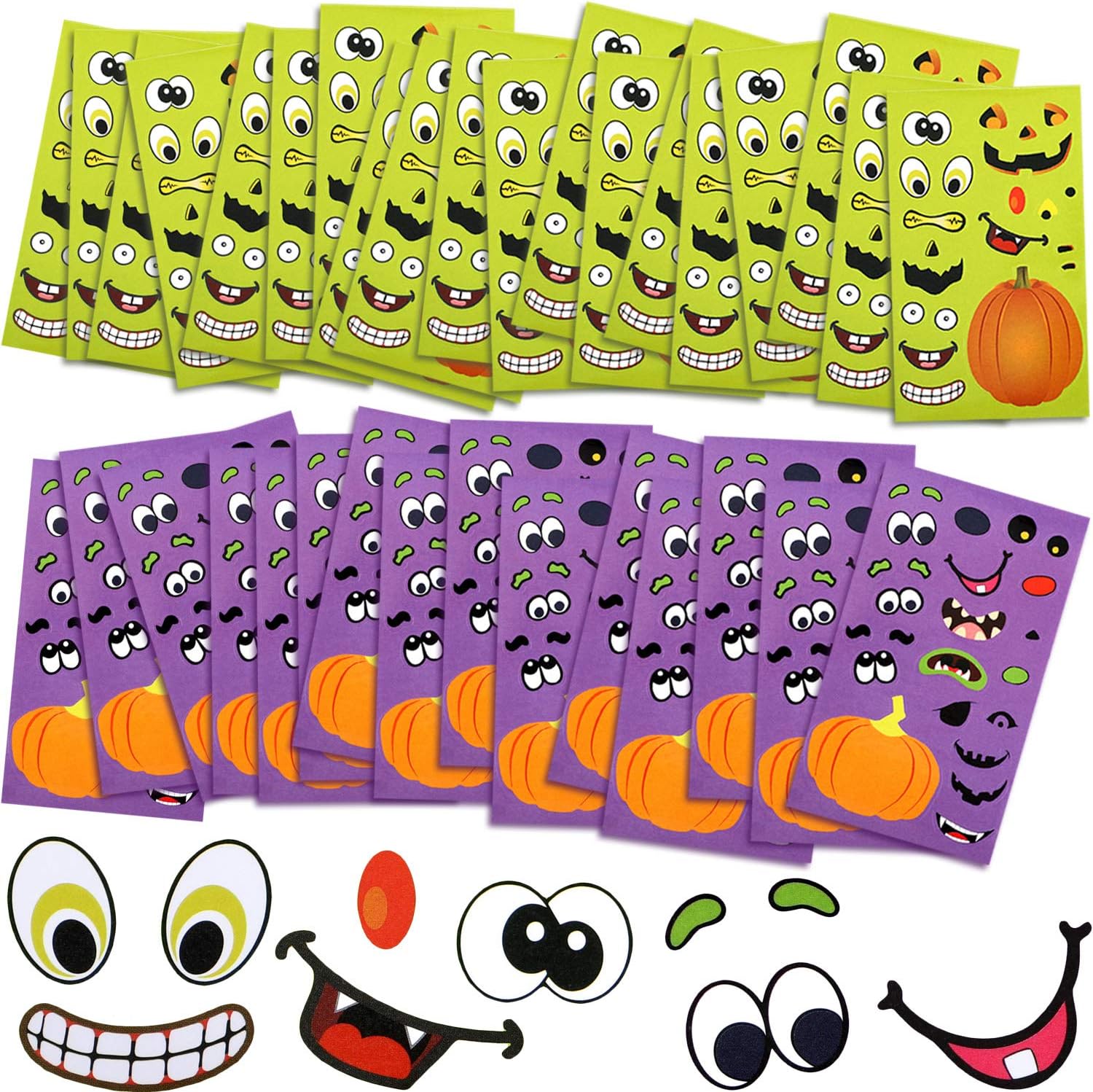Amazon.com: 24 Pcs Halloween Pumpkin Decorating Stickers, Black Pumpkin ...