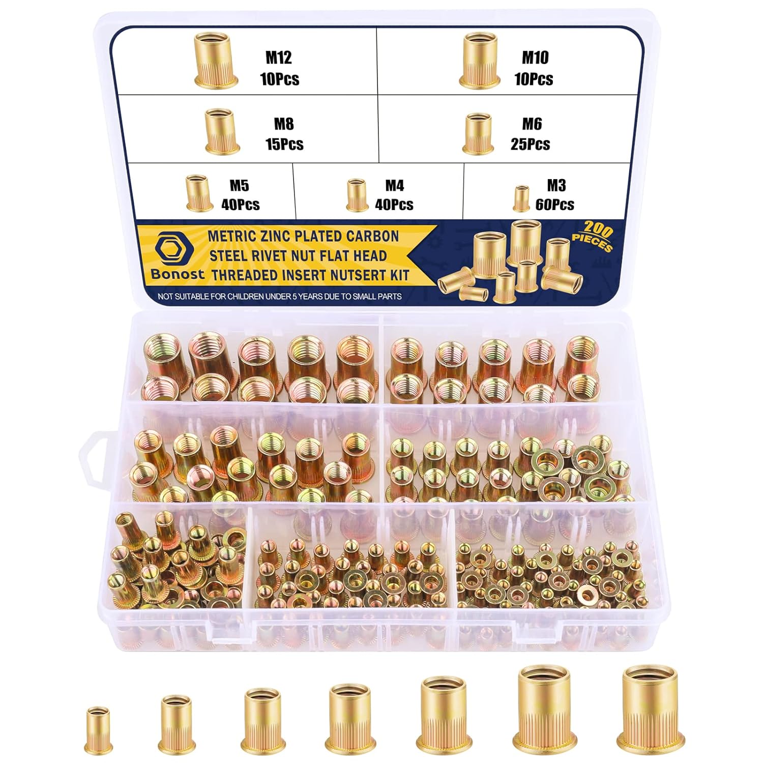 90 tuercas remachables de 14″-20 piezas Tuerca de remache roscada SAE ...