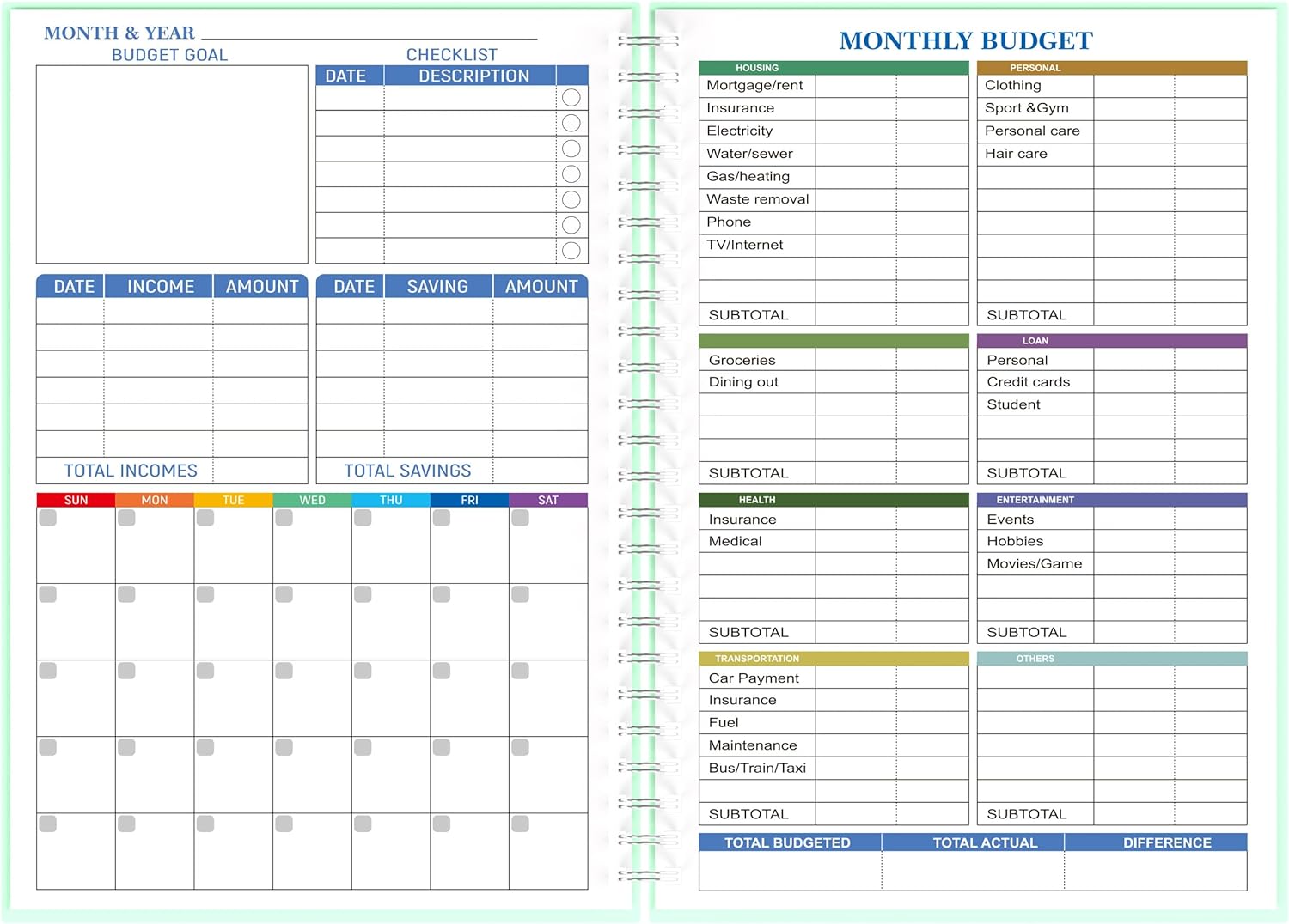 Amazon.com : Budget Planner - Monthly Finance Organizer with Expense ...