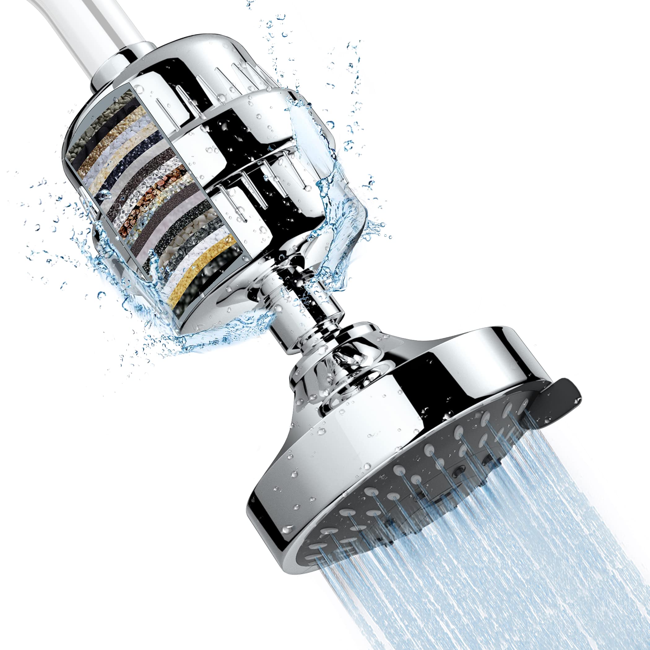 24 Stage Filtered Shower Head - Shower Filter Combo, High Pressure 5 ...