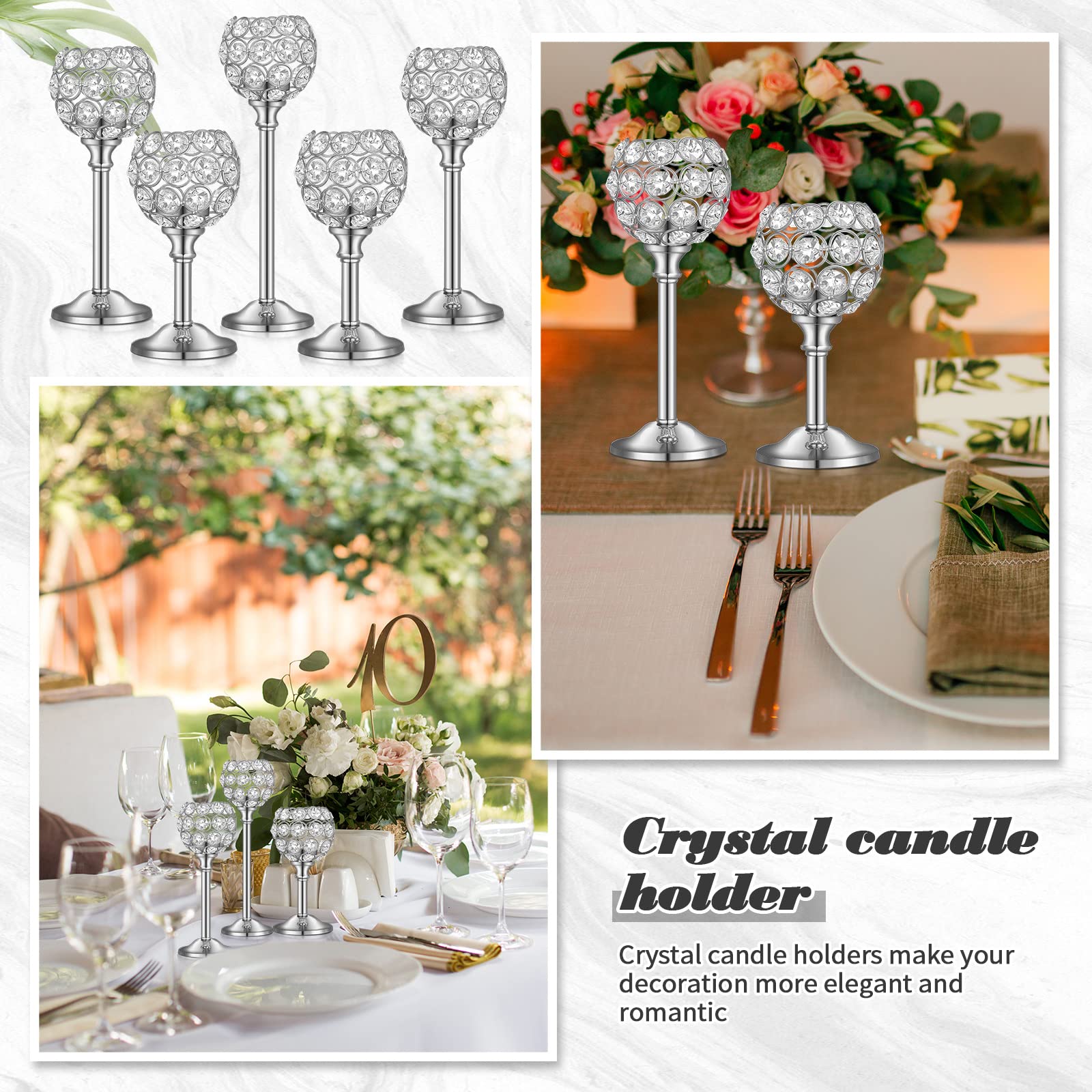Crystal Candle Holders Centerpieces SHINING HOUSE Gold Crystal Candle