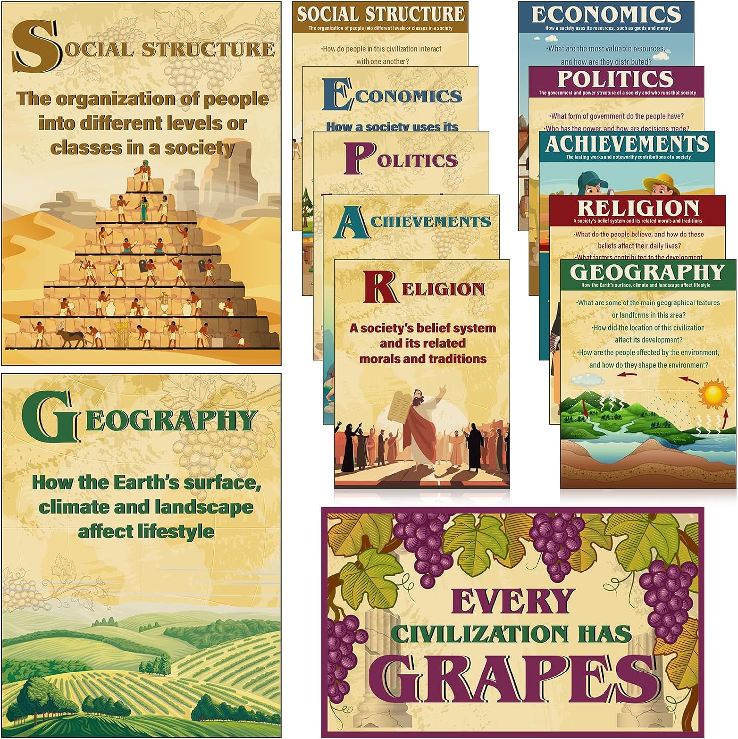 Amazon.com : Pasimy 13 Pcs Ancient History Classroom Decorations ...