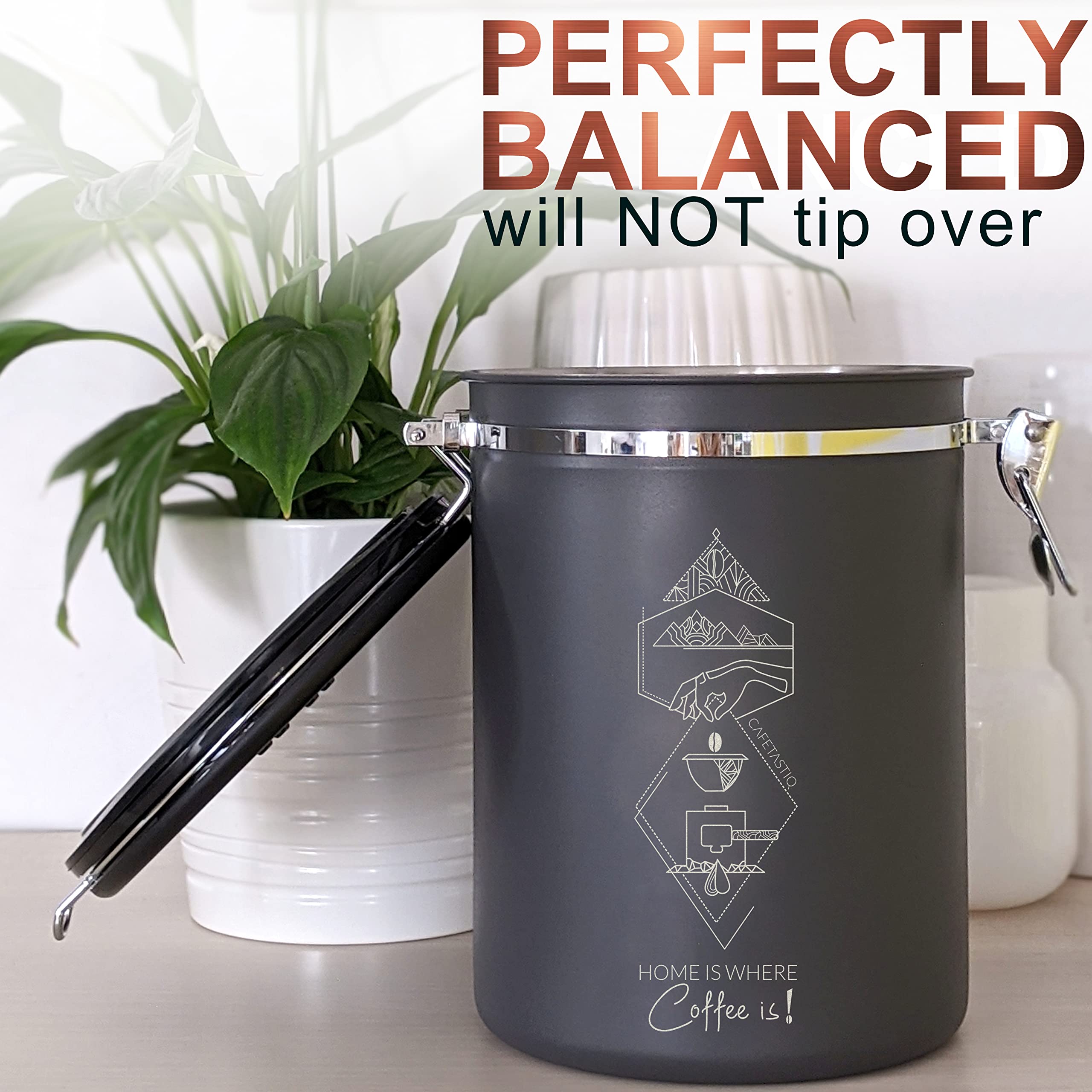 Extra Large 38oz Beans / 35oz Grounds Coffee Canister - Coffee Storage ...