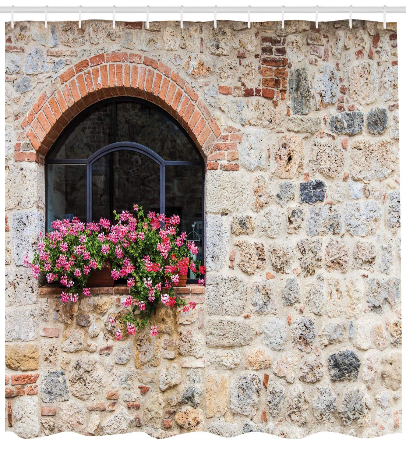 Ambesonne Tuscan Shower Curtain, Gothic Architecture Abandoned Old ...