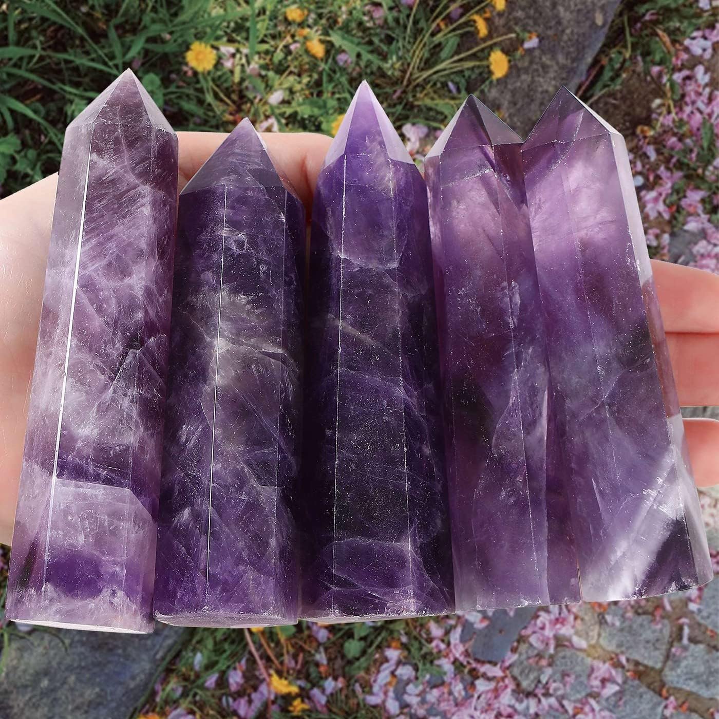 Amazon.com: LAIDANLA Amethyst Healing Crystals Wands 3.5-4" Polishing ...