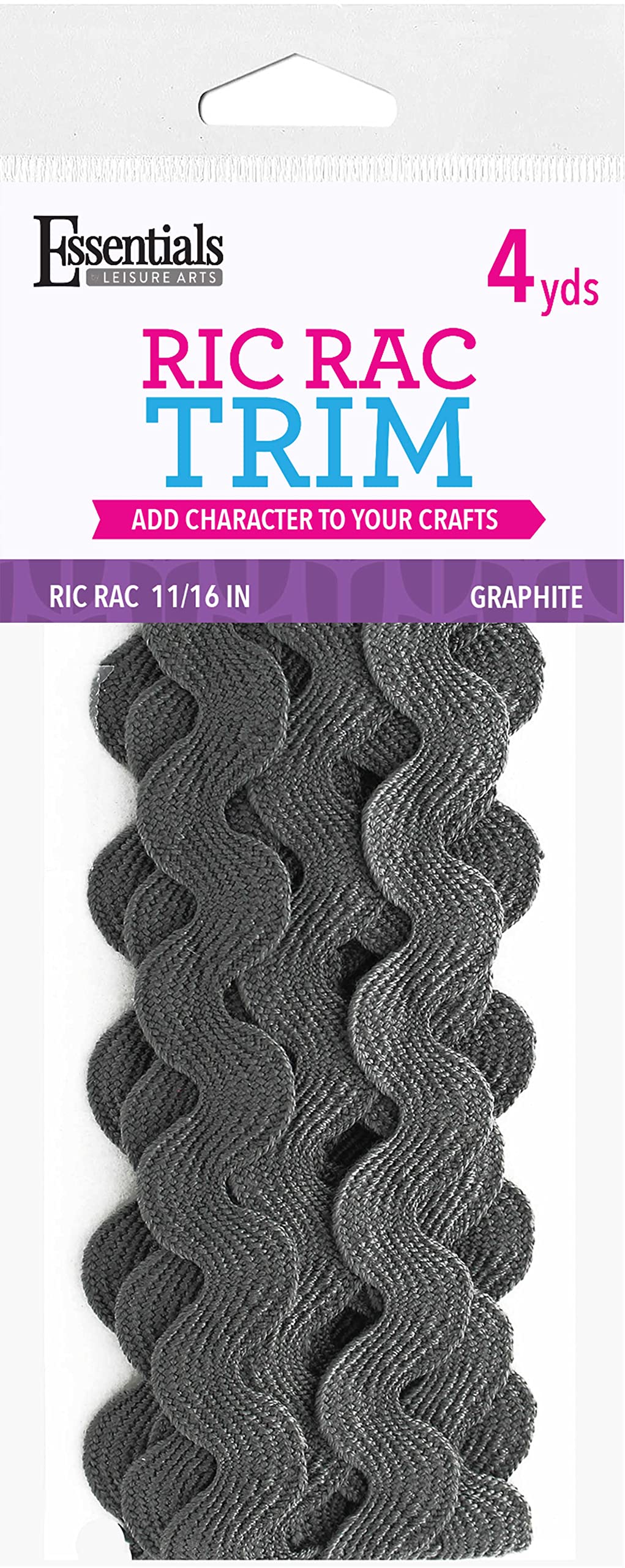 Amazon.com: Essentials By Leisure Arts RIC Rac 11/16" 4 Yards Graphite ...
