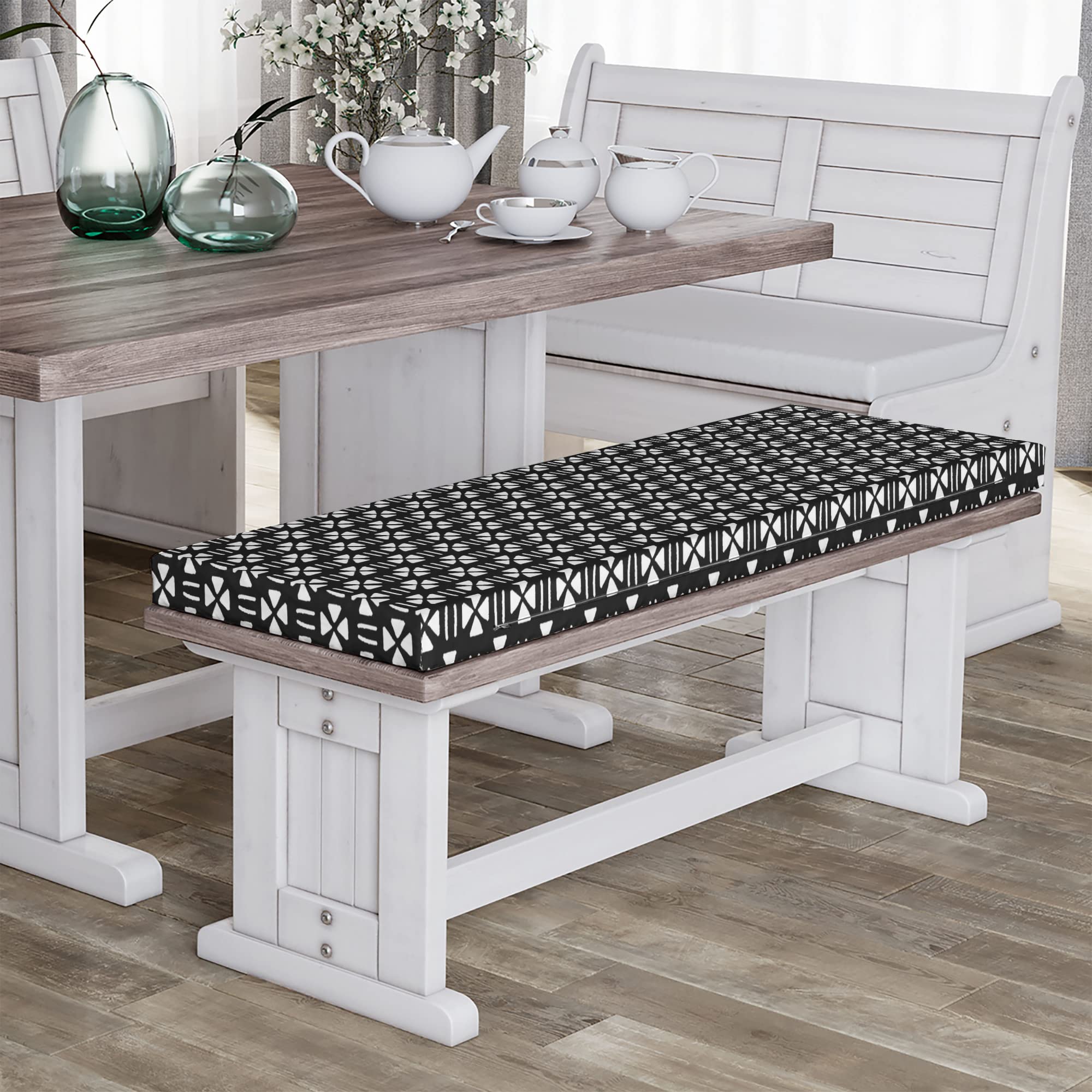 Ambesonne Mudcloth Bench Pad, Geometric Boho Native Mystic Triangles ...