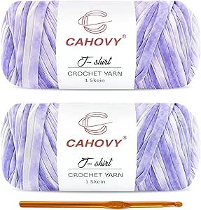 Amazon.com: CAHOVY 2 Pack T-Shirt Yarn Crochet Yarn for Beginner Crochet Bags/Basket/Coaster ...