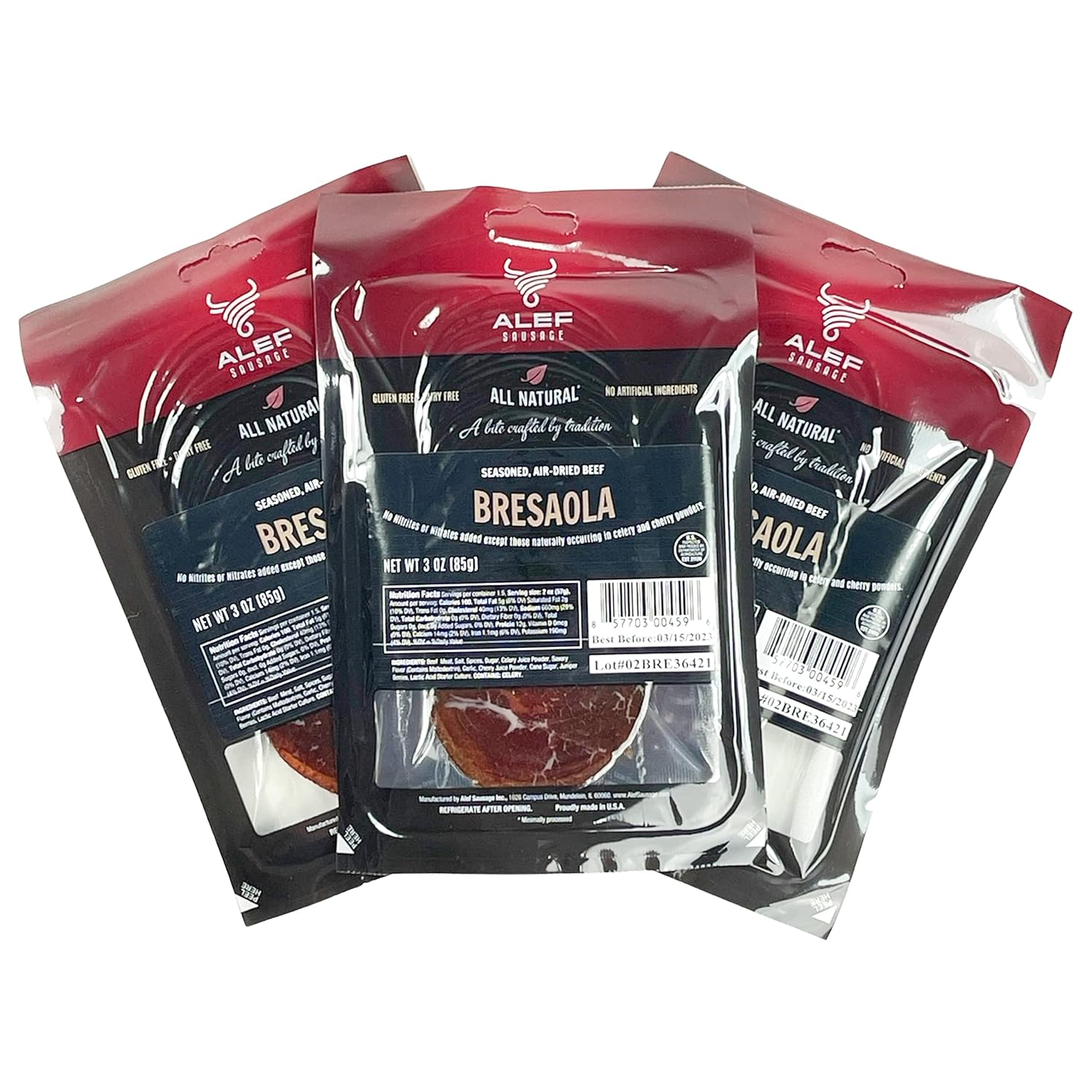 Amazon.com: Uncured Bresaola seasoned Air Dry Beef (3 packages / 3 oz ...