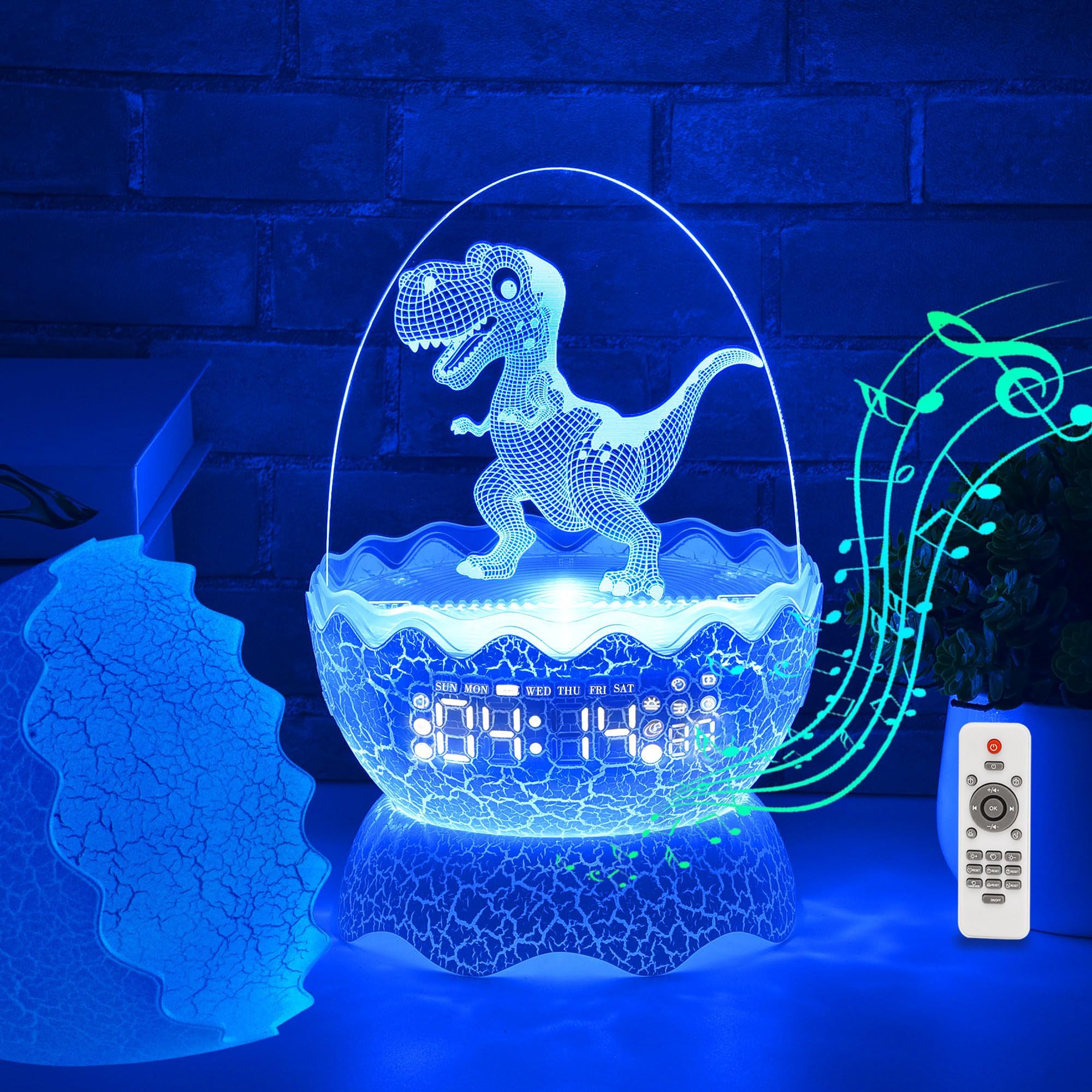 Amazon.com: NNDHYA Dinosaur Egg Kids Clock | Alarm Clock | Colors Night ...