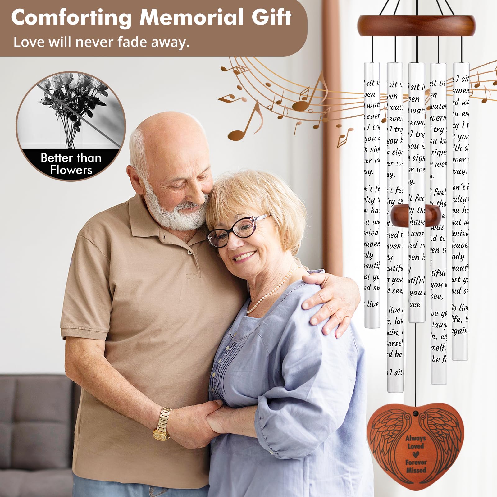 Snapklik.com : Fabuday Memorial Wind Chimes For Outside - 36" Wooden ...
